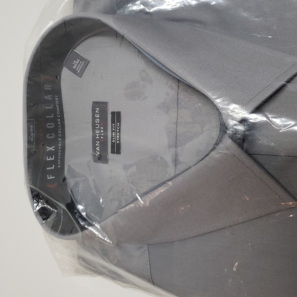 Van Heusen | Shirts | Van Heusen Dress Shirt Slim Longsleeve Flex Fit Stretch Grey Men 8 32 33 ...